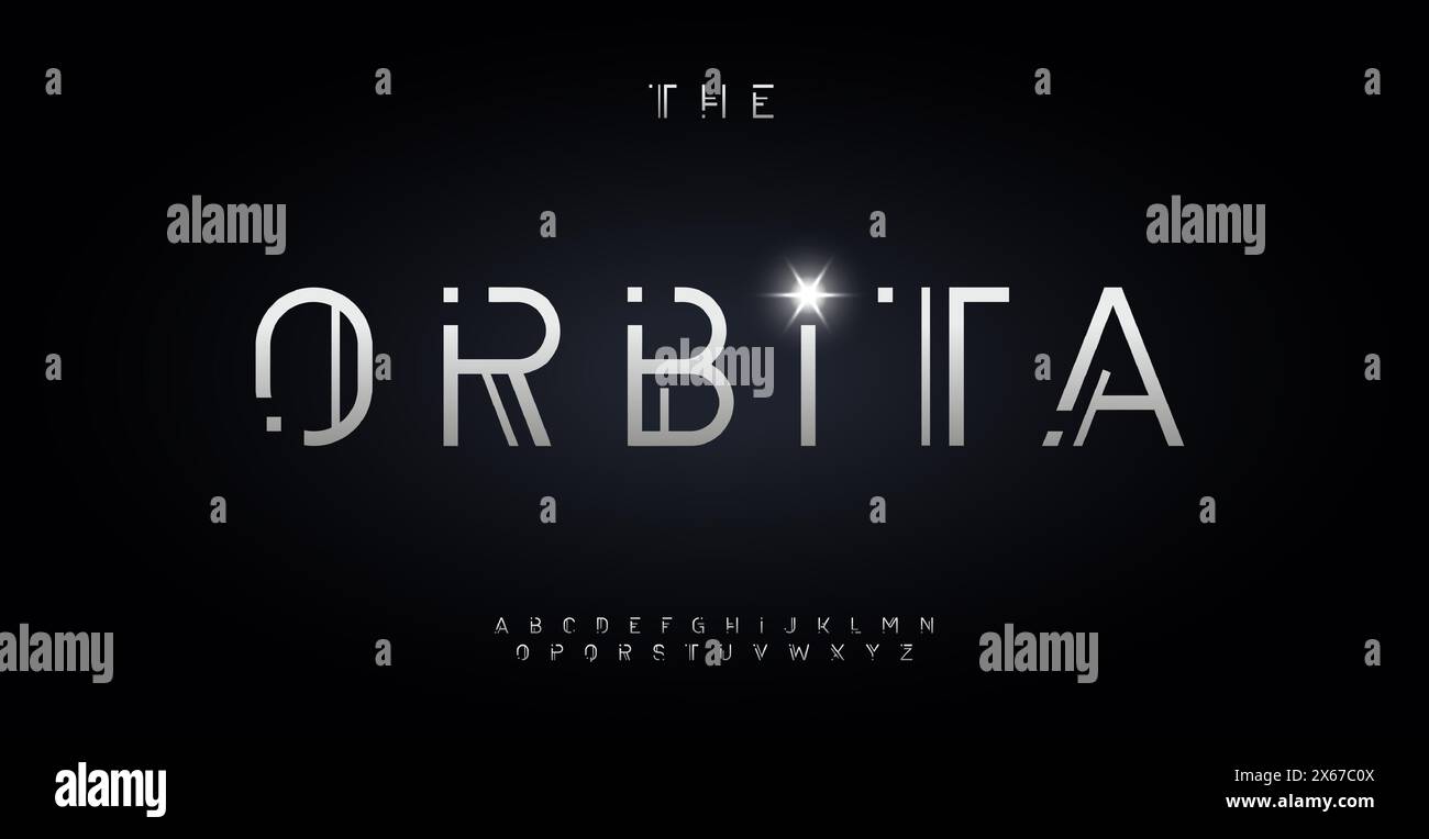 Cyber geometric alphabet, cutting-edge letters, sleek futuristic font ...