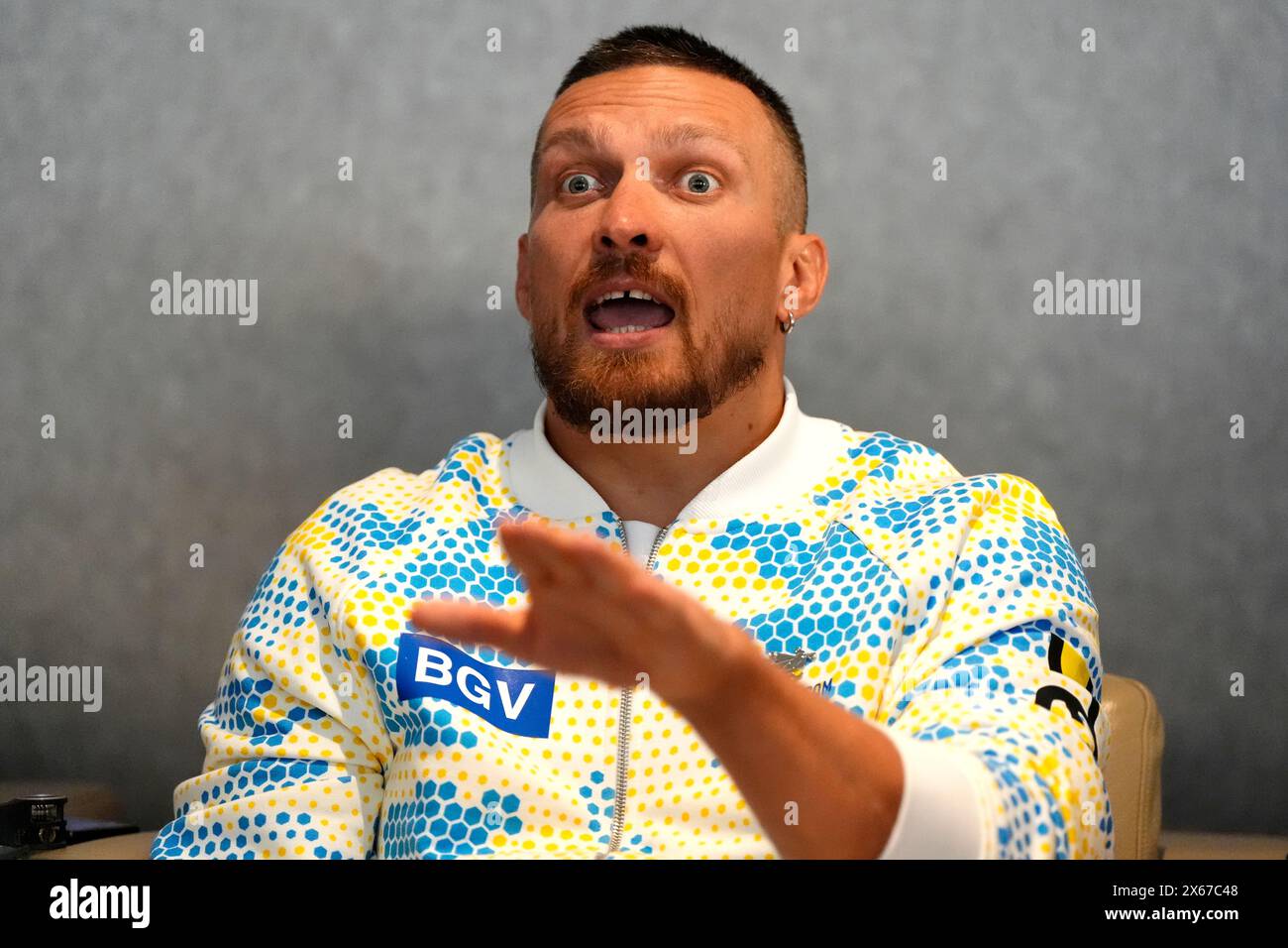 Boxer Oleksandr Usyk during a media day in Riyadh. The IBF, WBA, WBC ...