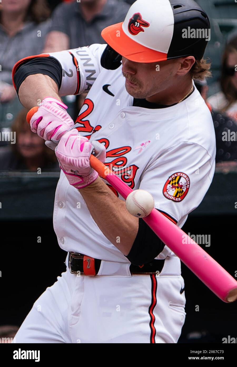 The ball strikes the bat Stock Photo - Alamy