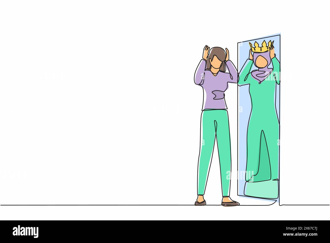 Woman looking reflection herself on Stock Vector Images - Alamy