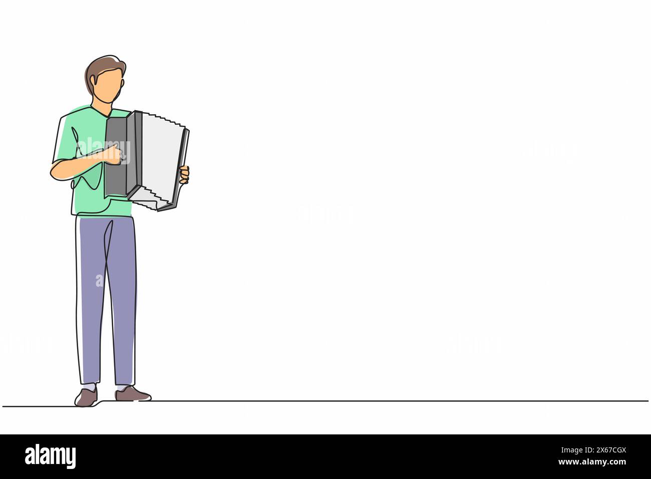 Single one line drawing man musician playing accordion. Male performer ...