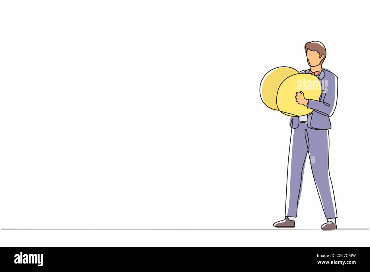 Single one line drawing male musician playing cymbals. Man performer ...