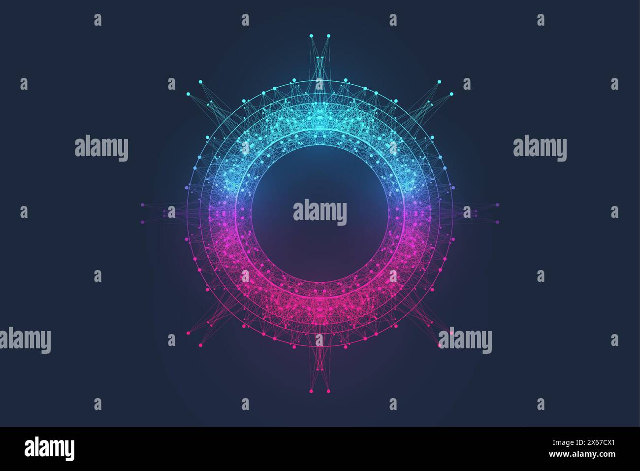 Scientific Vector Illustration Quantum Computer Technology Plexus