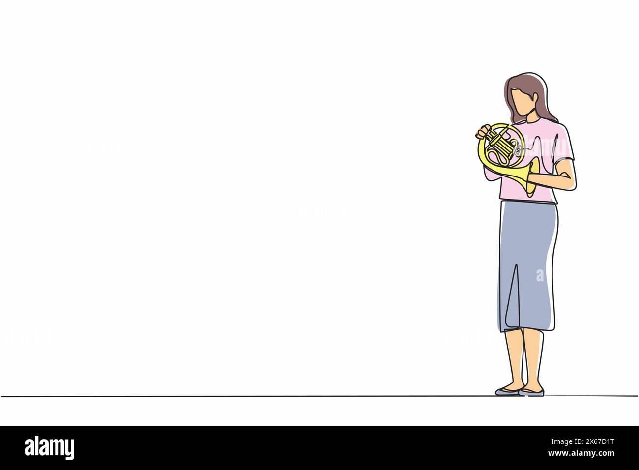 Continuous one line drawing female musician in blazer performing ...