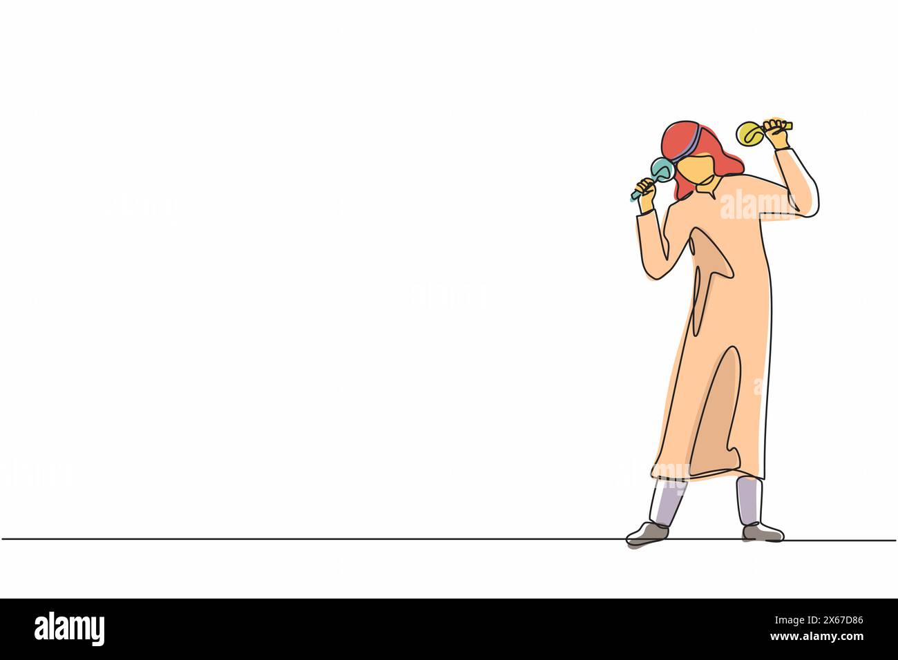 Single one line drawing man street band player mariachi plays maracas ...