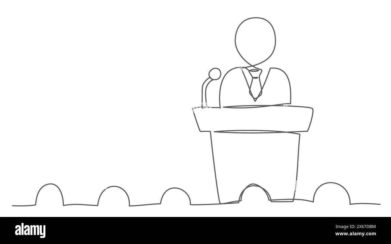 Conference One line drawing on white background Stock Vector Image ...