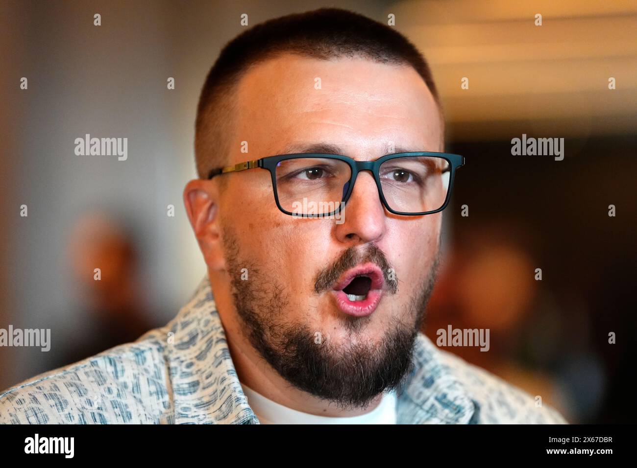 Manager of Oleksandr Usyk, Alex Krassyuk during a media day in Riyadh ...