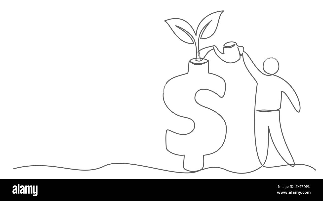Investment One line drawing on white background Stock Vector Image ...