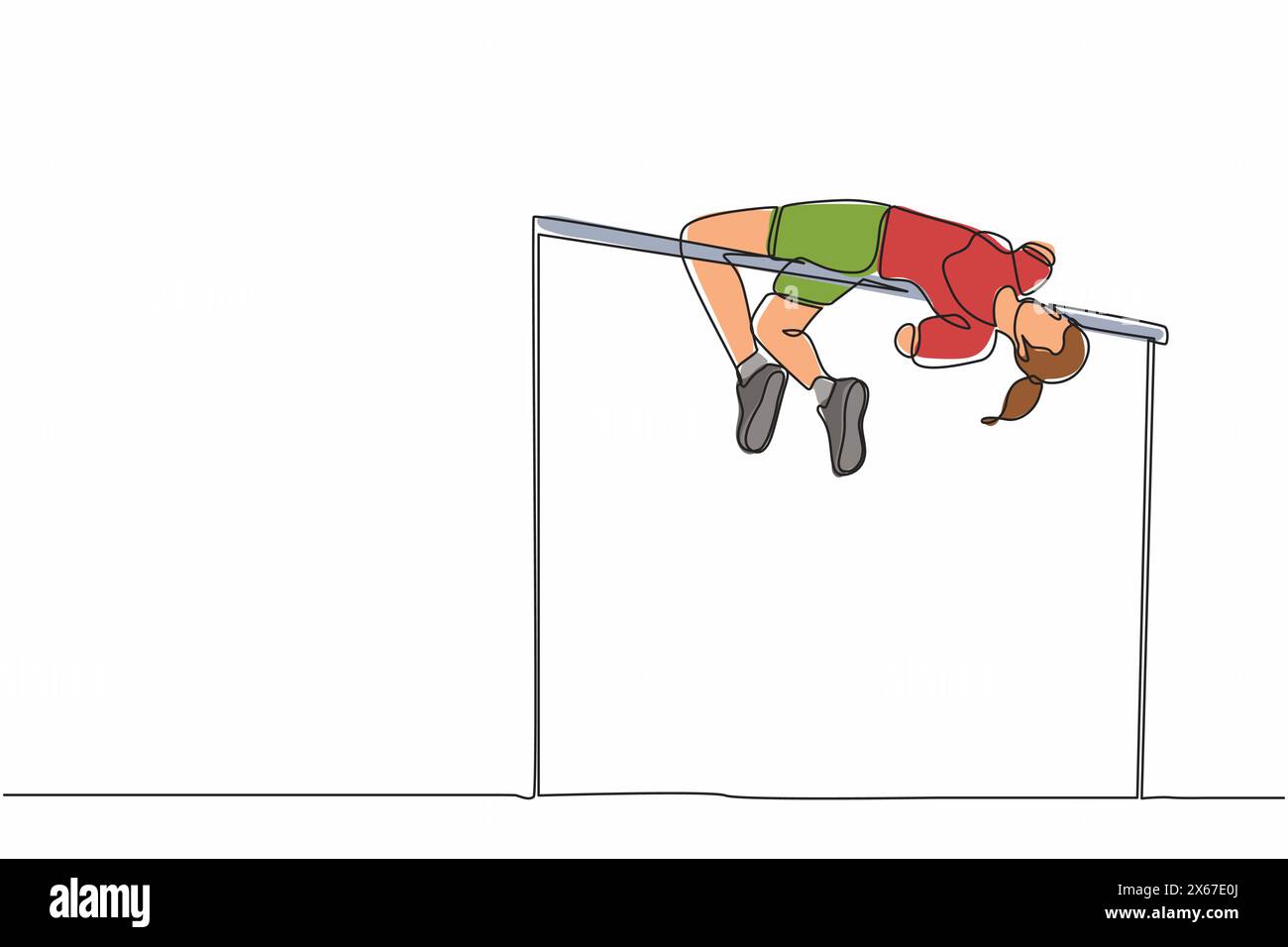 Single continuous line drawing disabled woman doing exercise and become ...