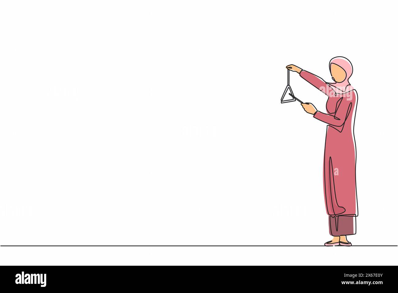 Continuous one line drawing Arabian female musician playing musical ...