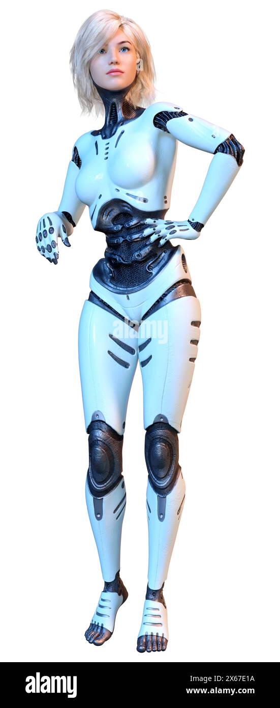 3D rendering of a female robot isolated on white background Stock Photo ...