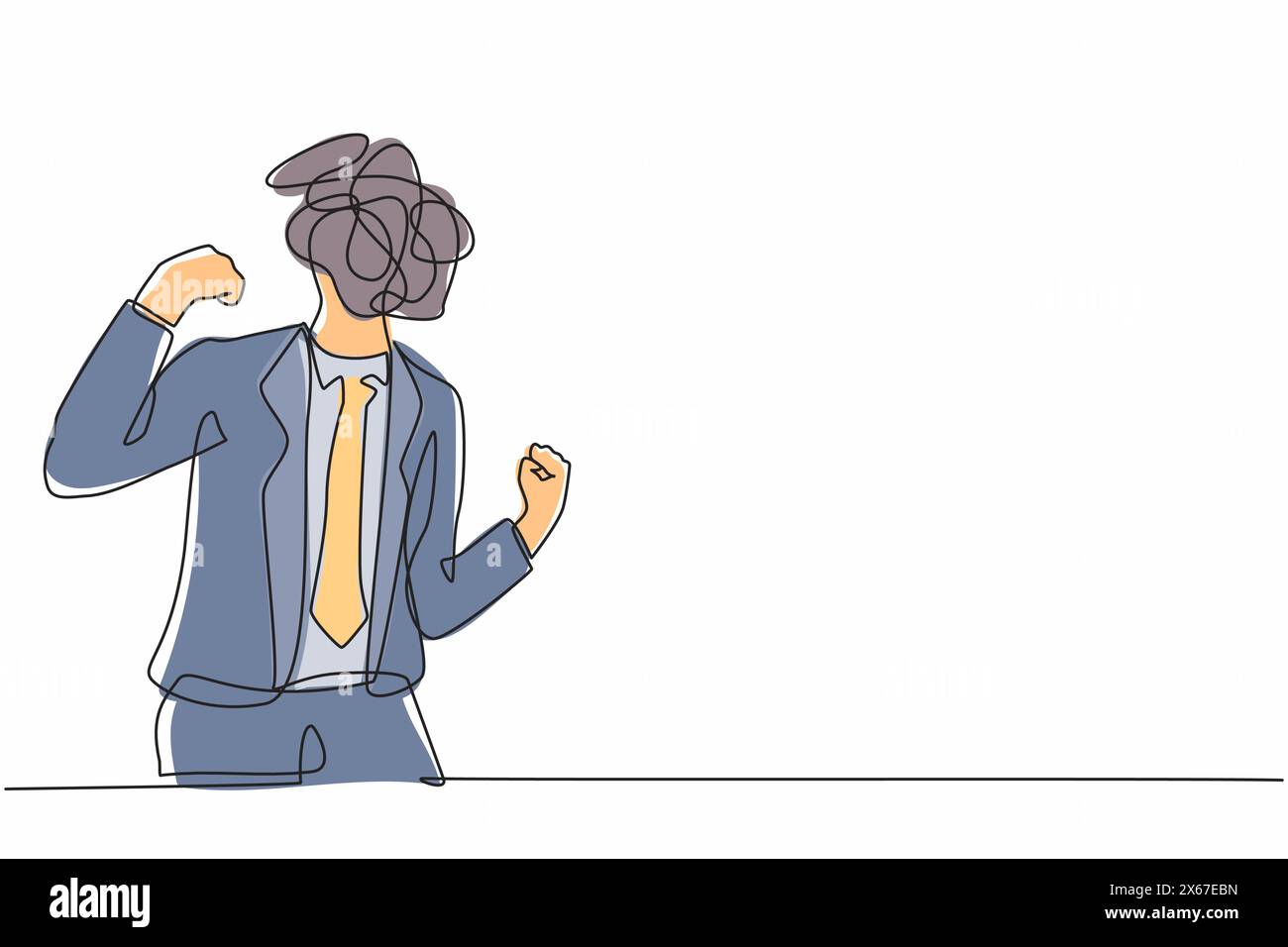 Single one line drawing businessman with round scribbles instead of ...