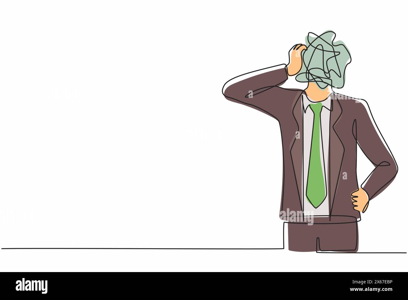 Sad person single line art hi-res stock photography and images - Alamy