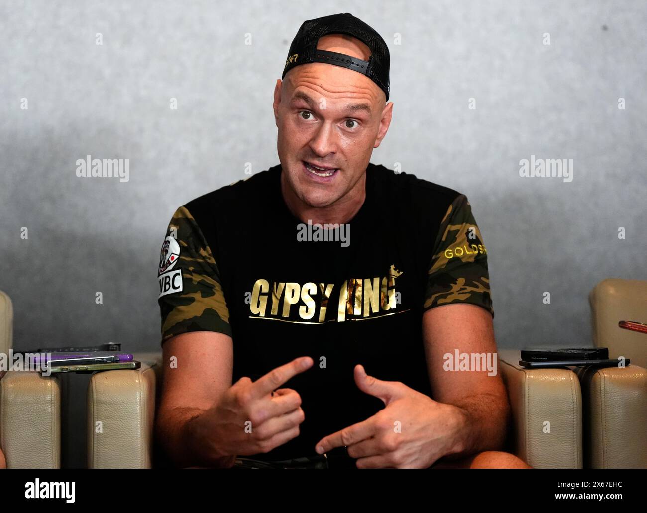 Boxer Tyson Fury during a media day in Riyadh. The IBF, WBA, WBC and ...