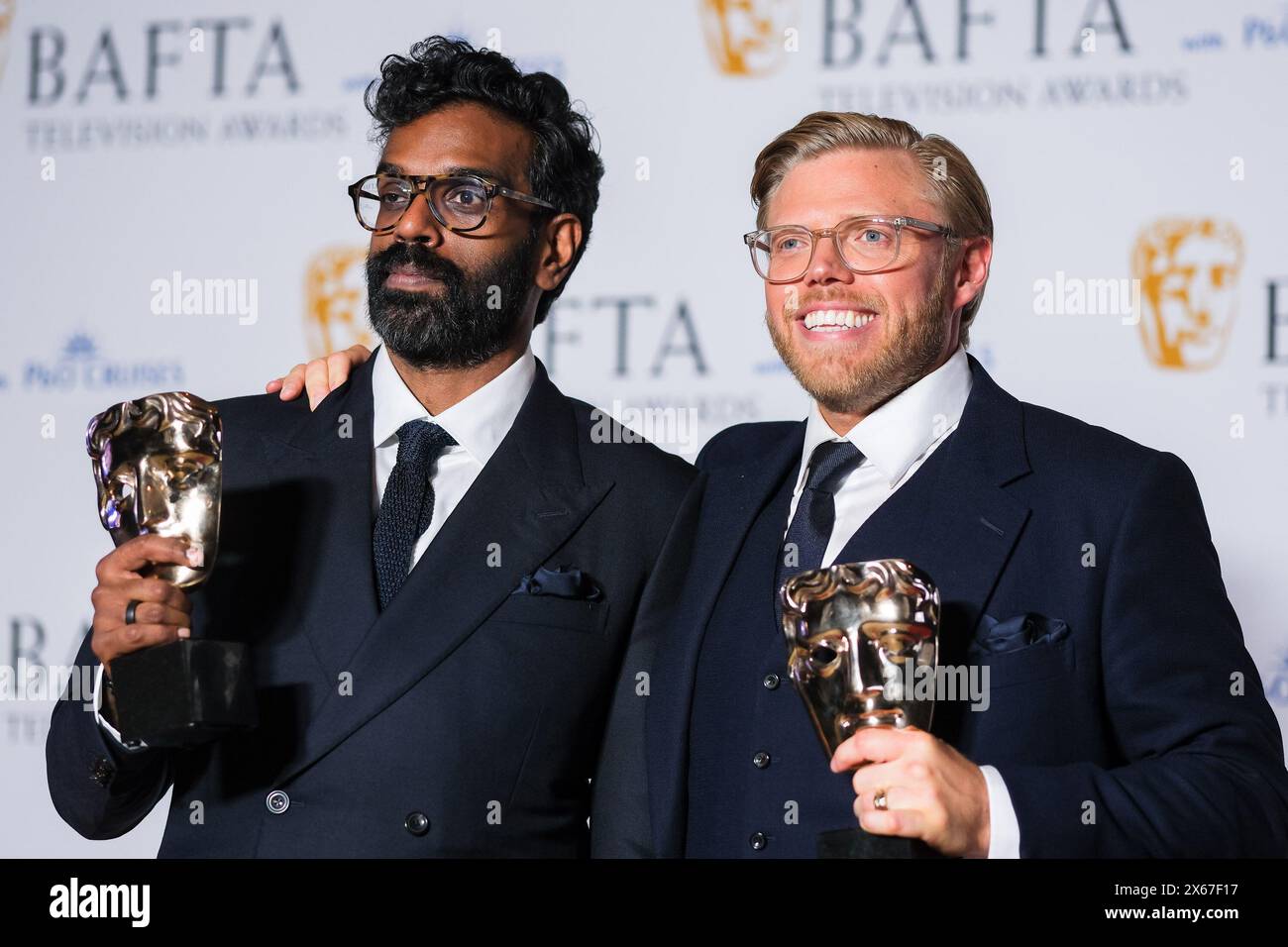 London, UK. 12th May, 2024. Romesh Ranganathan and Rob Beckett pose ...