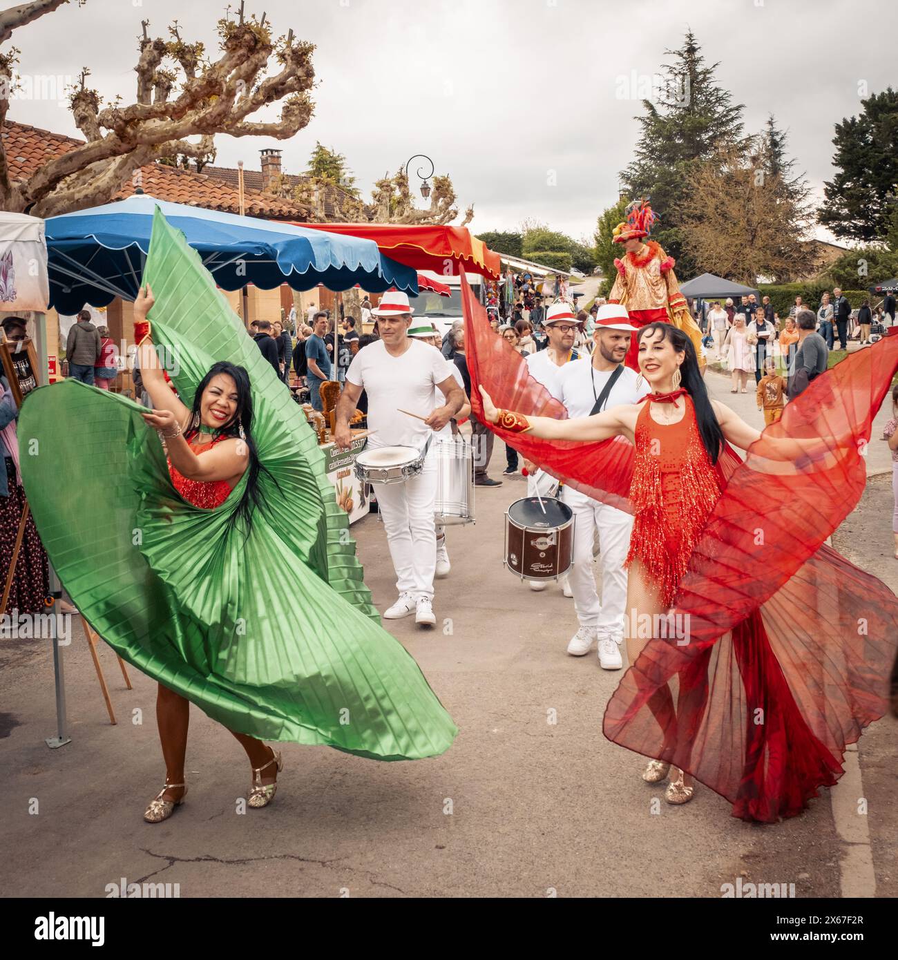 Nabirat, Nouvelle-Aquitaine, France - 12th May 2024: A drum band ...