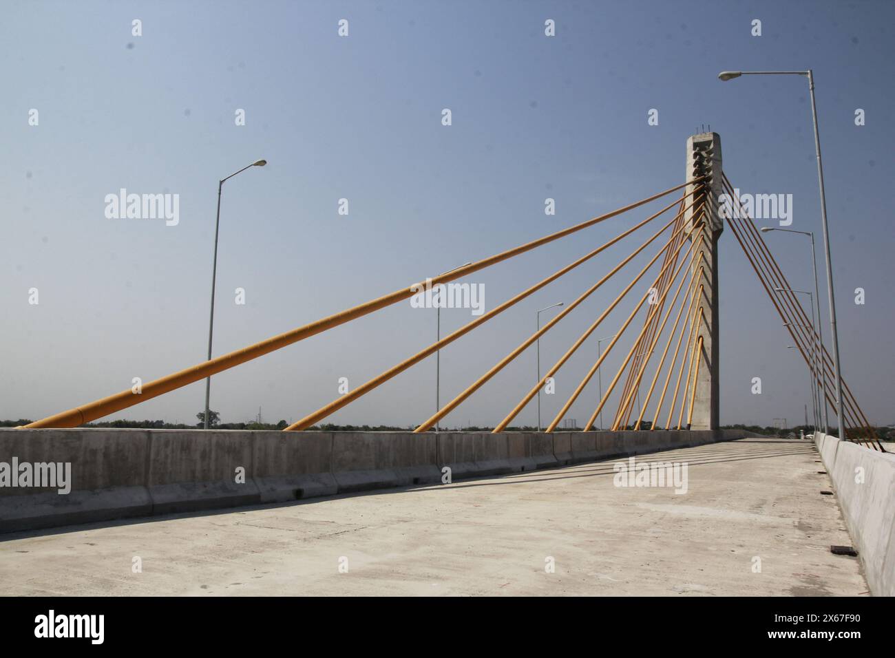 Construction of a concrete bridge for a toll road that has just been ...