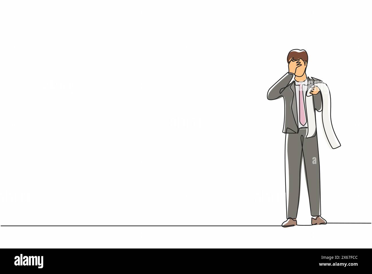 Single continuous line drawing financial problems and bankruptcy ...