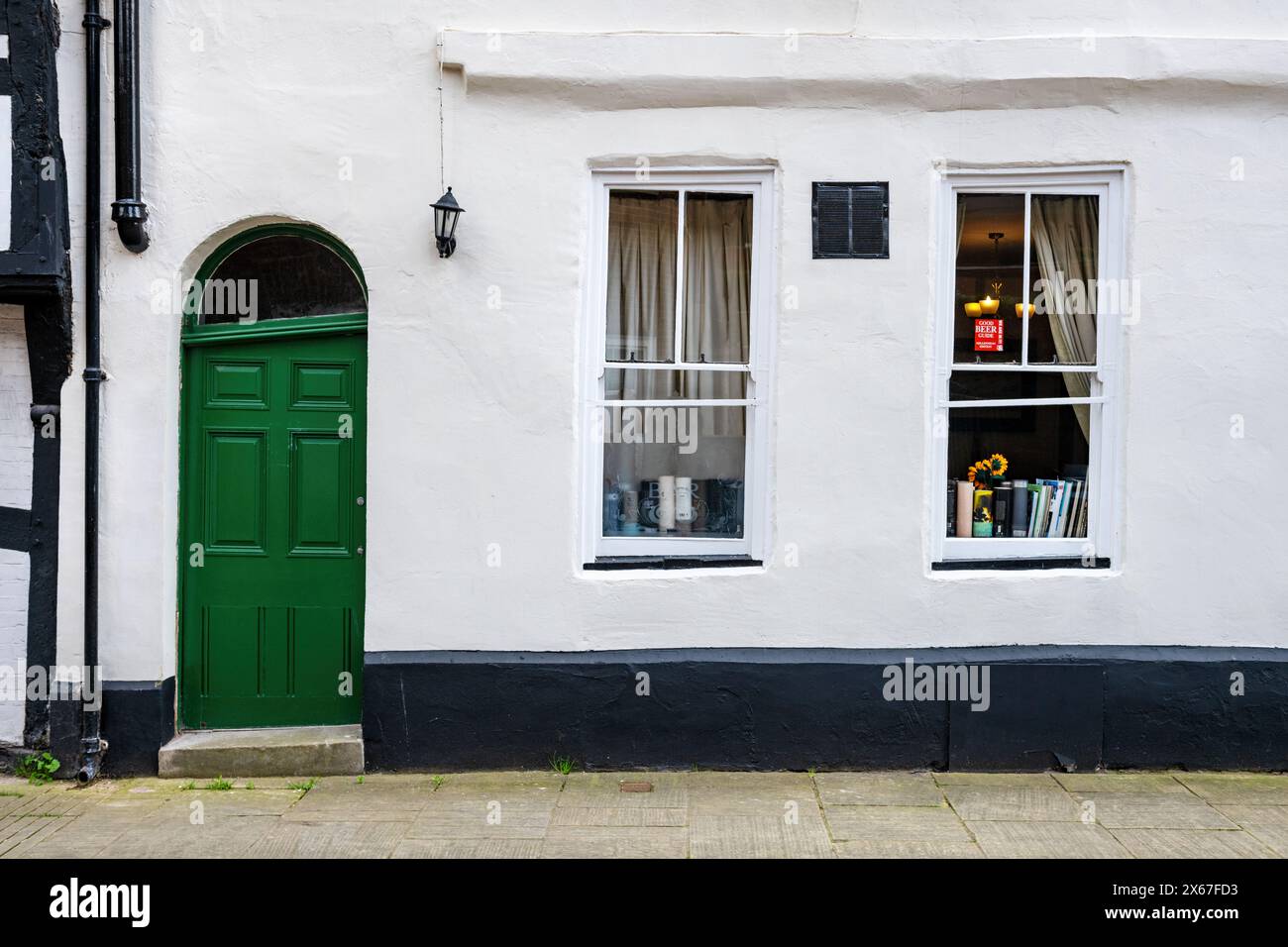 Part of a building frontage that has been distorted by subsidence. The ...