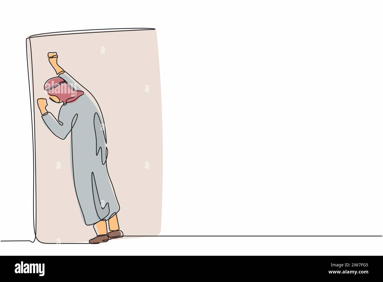 Single continuous line drawing Arab businessman crying sad lost his ...