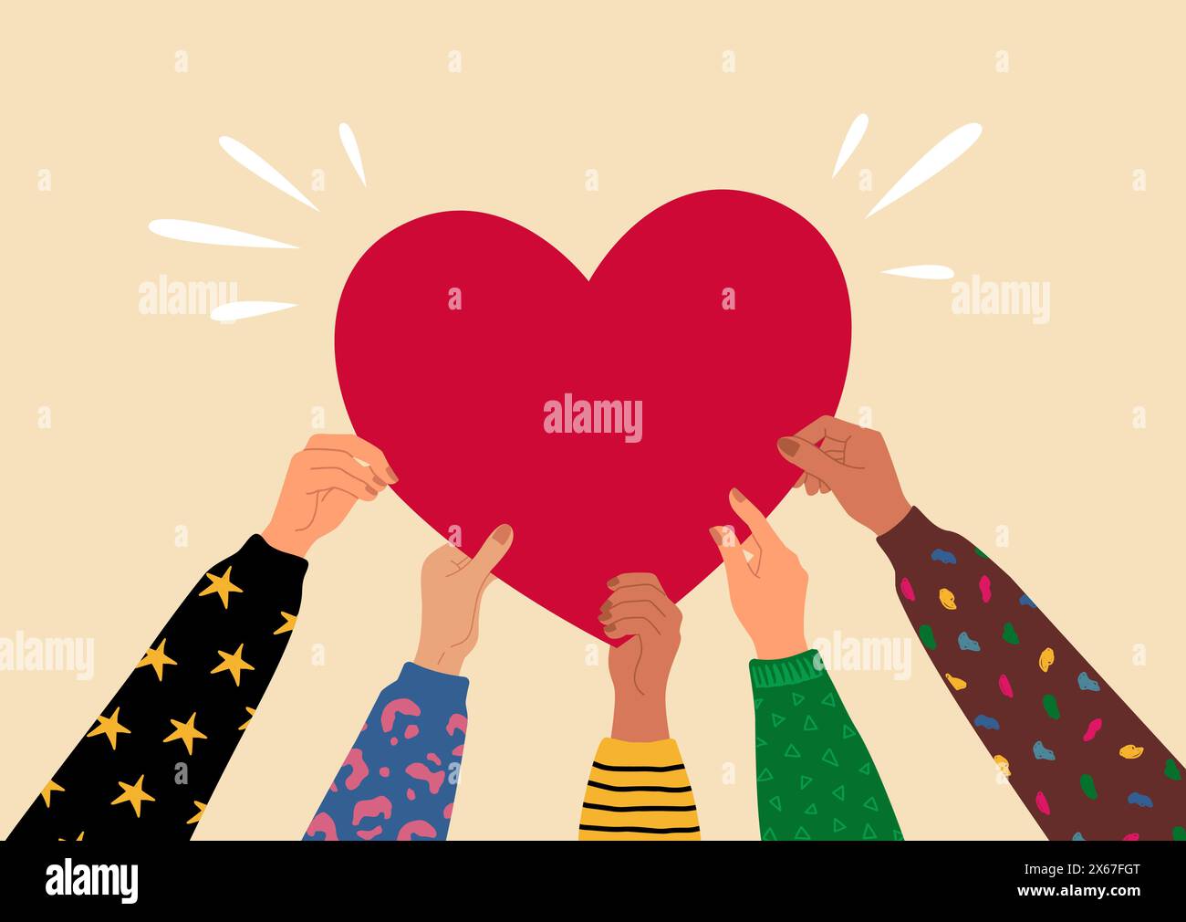 Hands hold heart. Community empathy and charity symbol, love and ...