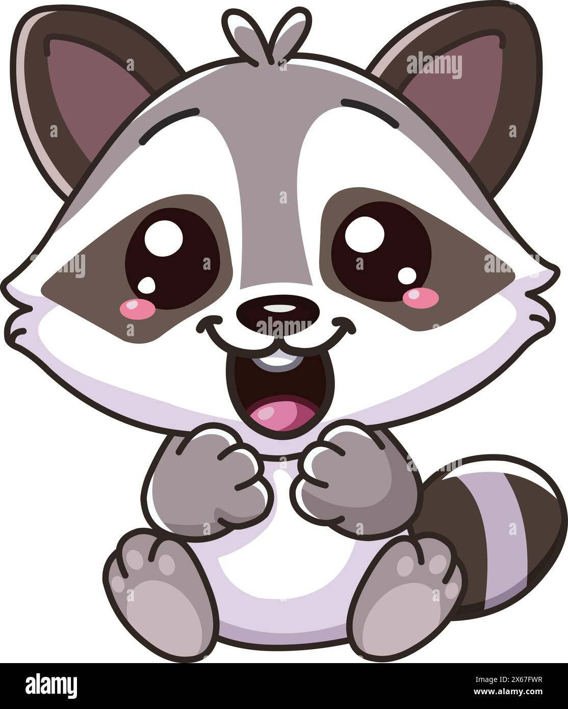 Happy and cute baby raccoon sitting Stock Vector Image & Art - Alamy