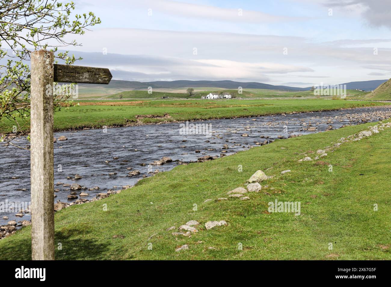 Pennine Way Footpath Sign Pointing Across the Wild Flower Hay Meadows ...