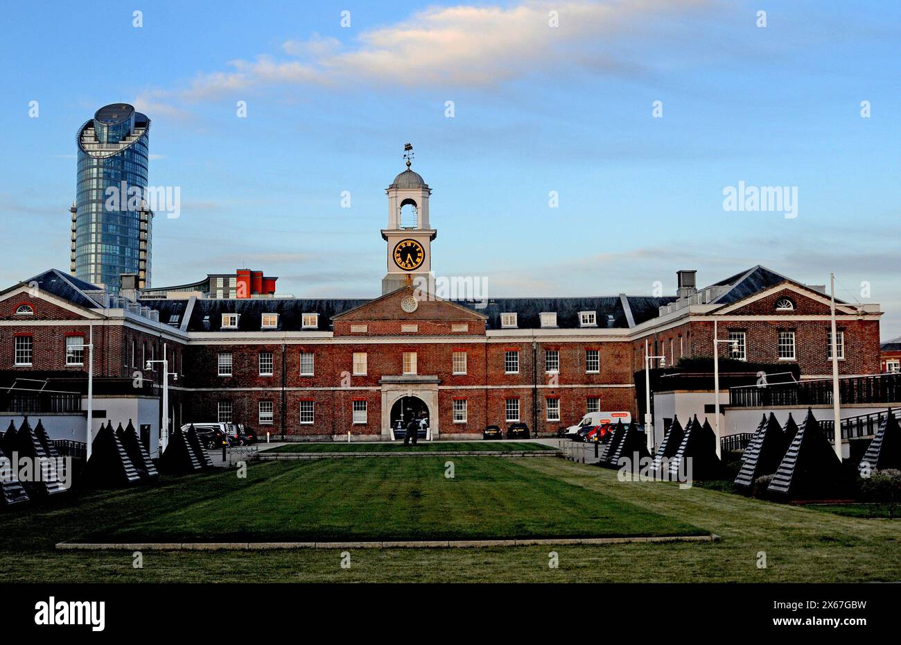 ENGLAND COASTAL PATH, THE VULCAN BUILDING AND LIPSTICK TOWER GUNWHARF ...