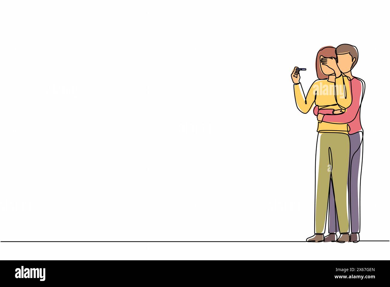 Single line drawing sad couple Stock Vector Images - Alamy