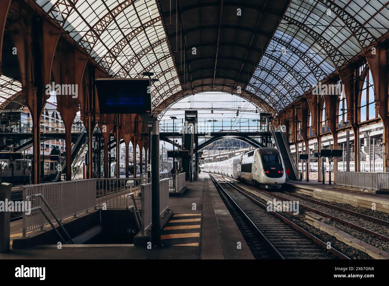 Nice, France - 6 January, 2024: TGV OuiGo train on the railway station ...