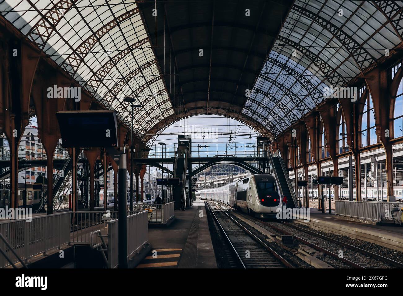 Nice, France - 6 January, 2024: TGV OuiGo train on the railway station ...