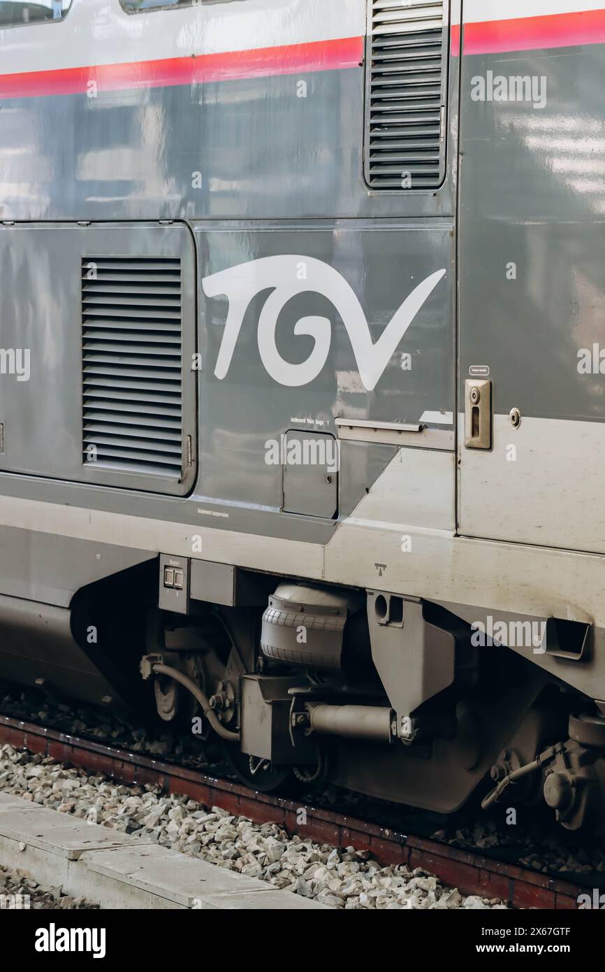 Nice, France - 6 January, 2024: TGV OuiGo train on the railway station ...