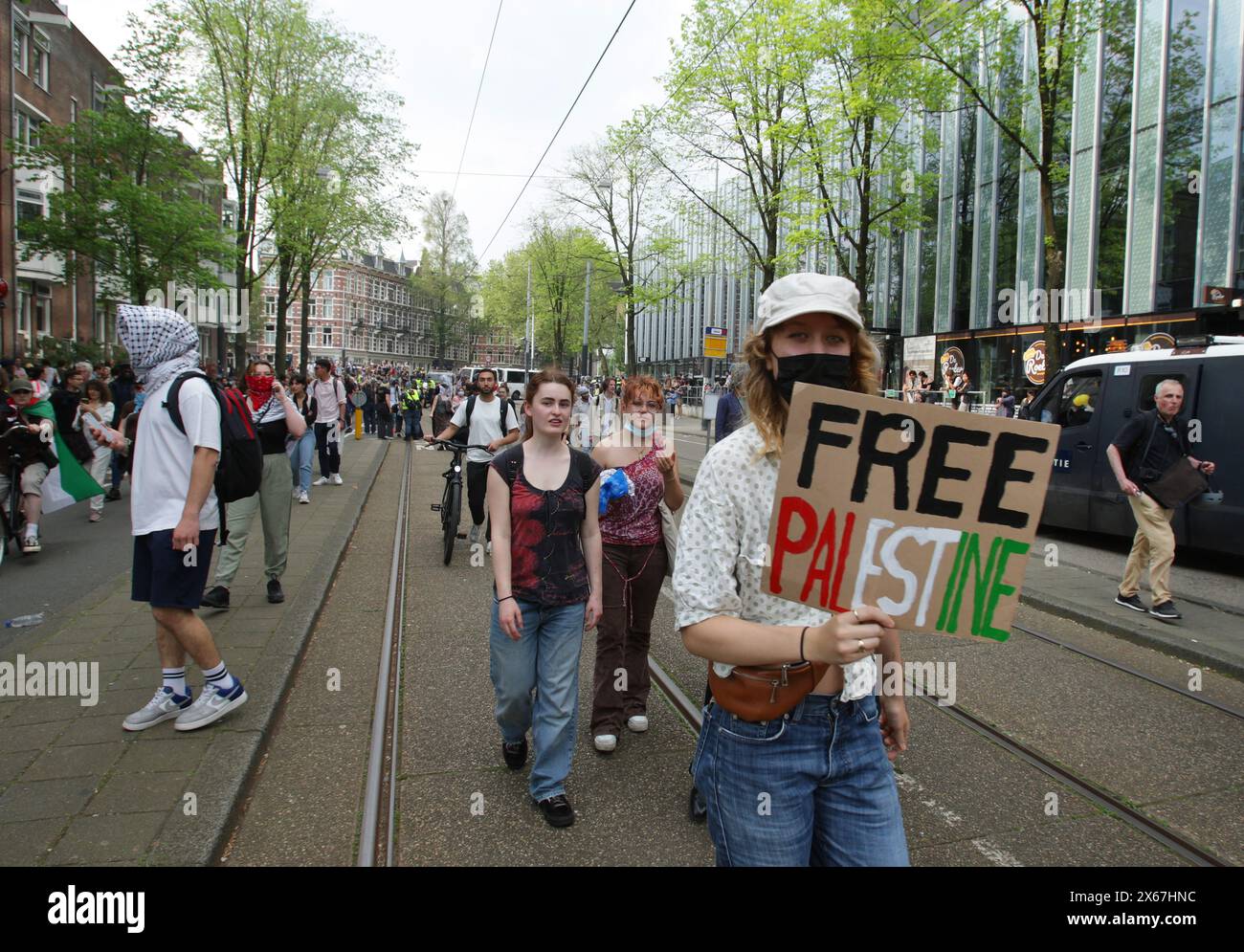 Amsterdam, Netherlands. 13th May, 2024. Students and supporters pro ...