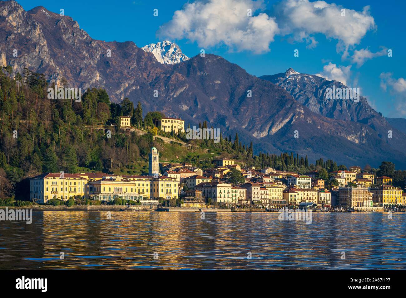Bellagio old town on Lake Como, Italy with mountains in the background ...