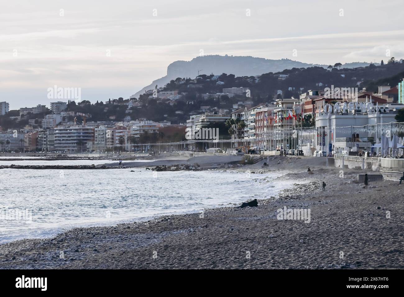 Menton, France - 6 January, 2024: Evening view of the city of Menton ...