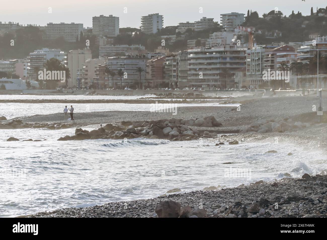 Menton, France - 6 January, 2024: Evening view of the city of Menton ...