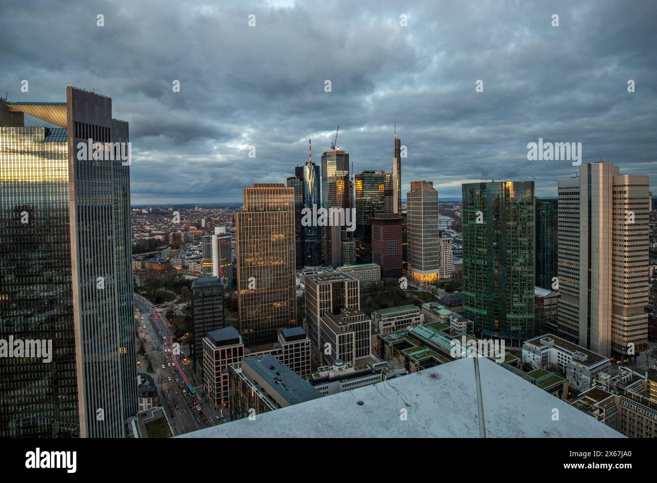View of the skyline from a high-rise building in the evening. Fantastic ...