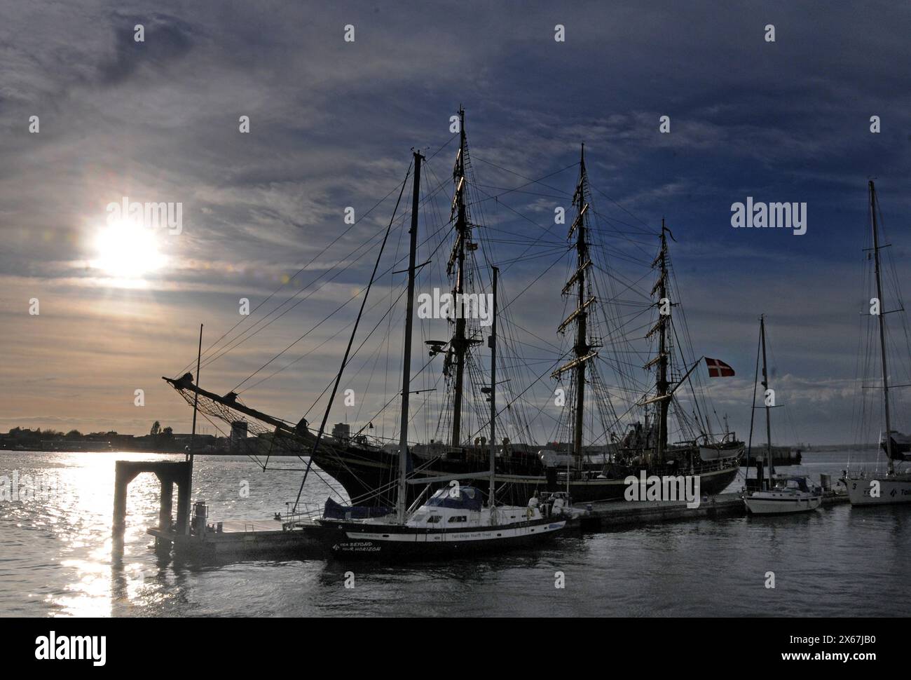 ENGLAND COASTAL PATH, DANISH TRAINING SHIP GEORG STAGE AT GUNWHARF ...