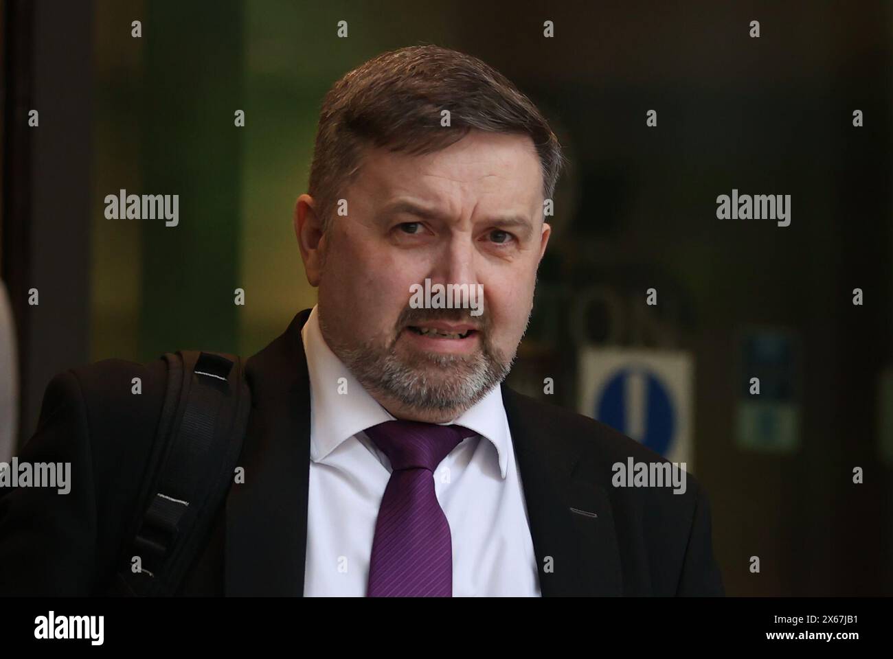 Robin Swann leaving the Clayton Hotel in Belfast after giving evidence ...