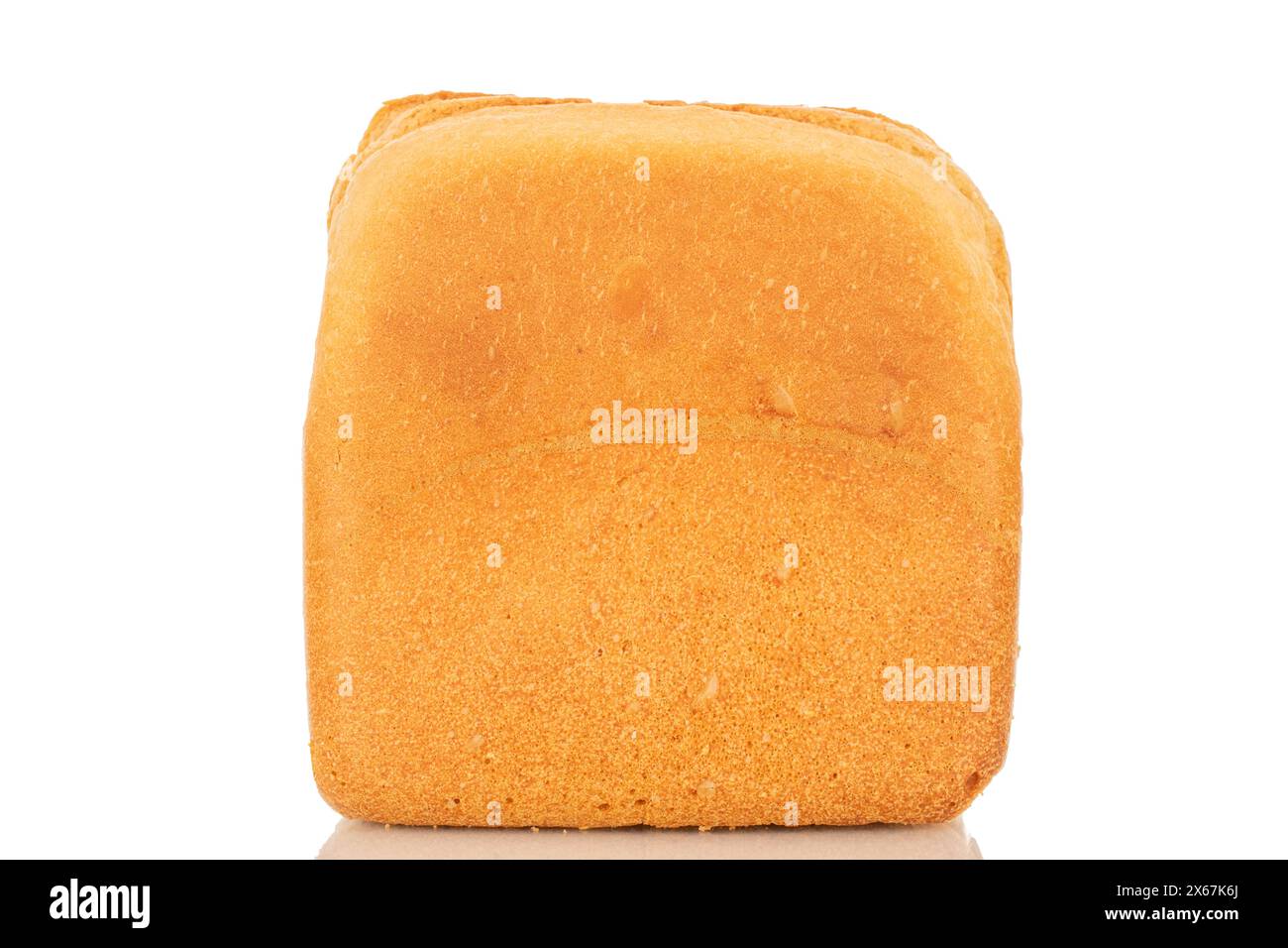One piece of white toaster bread, macro, isolated on white background ...