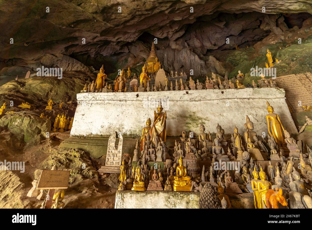 Buddha statues in the Pak Ou caves near Luang Prabang, Laos, Asia Stock ...