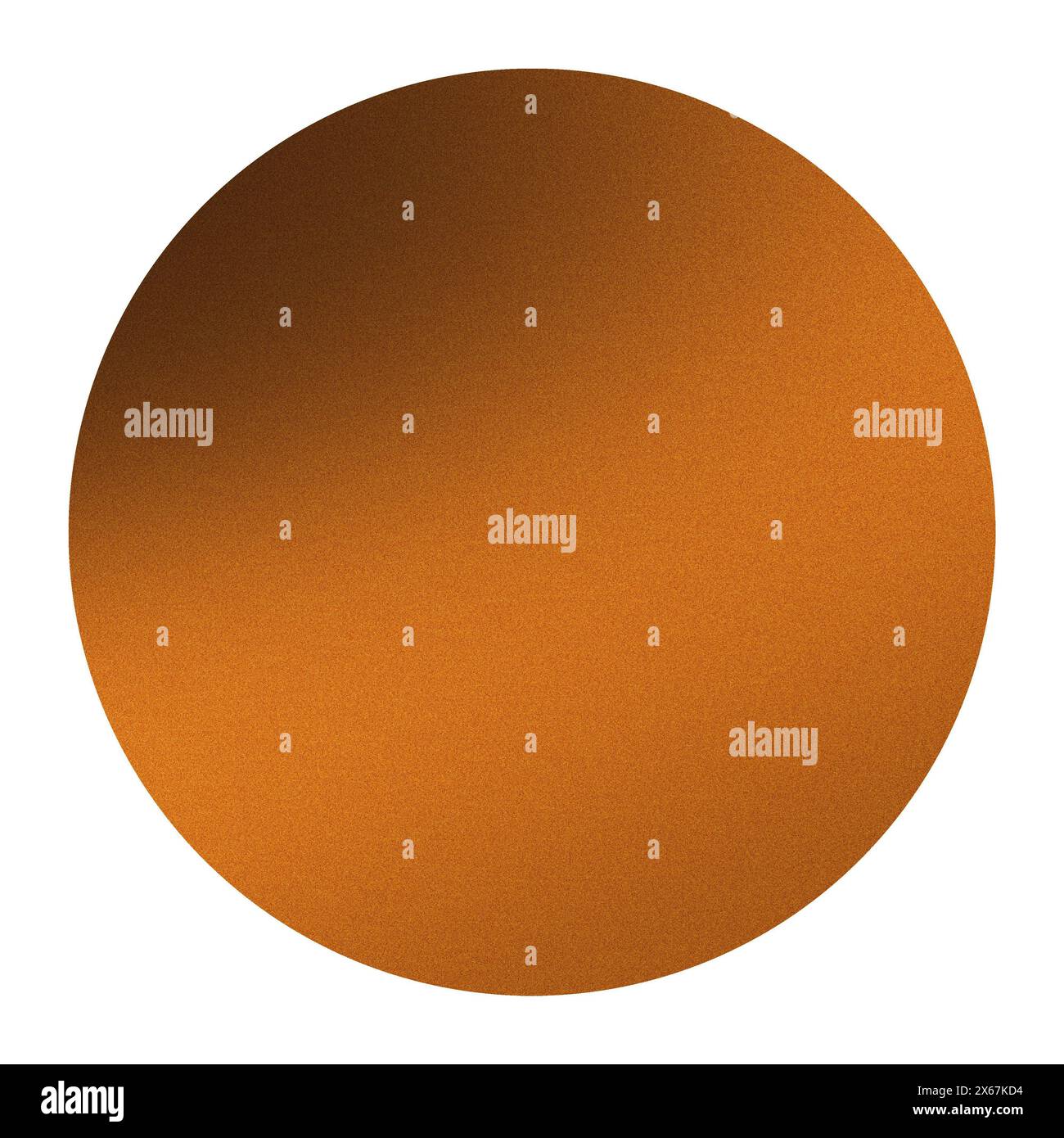 Grainy, monochrome orange sphere centered on a clean white background ...