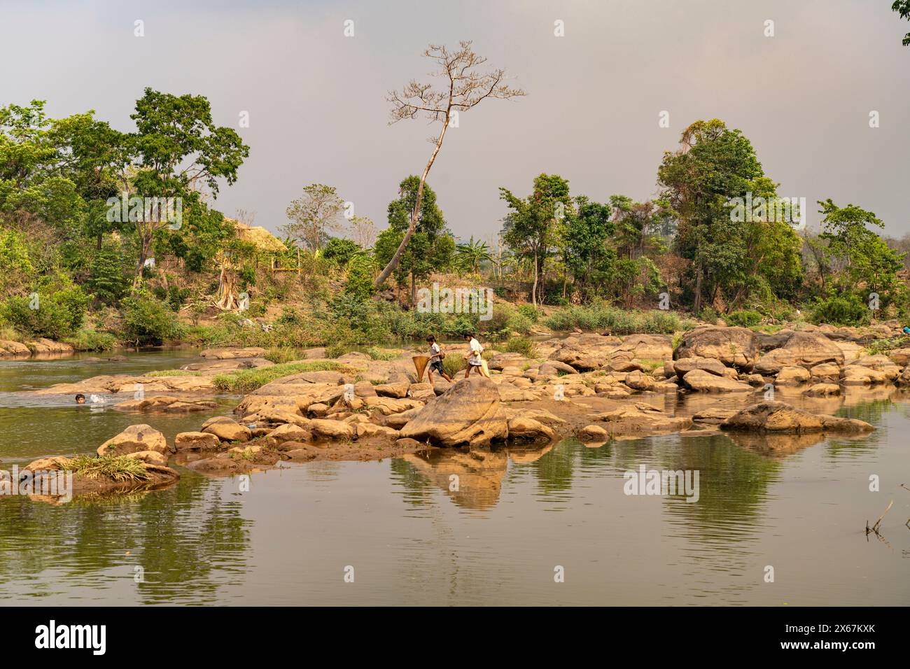 The Tad Lo River near the village of Ban Baktheung in the Bolaven ...