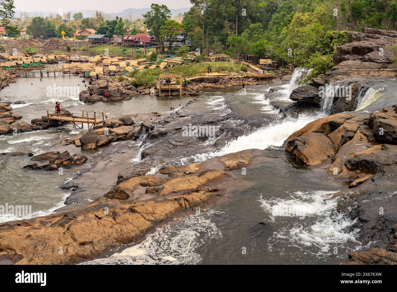 Tad Hang waterfall in the village of Tad Lo or Ban Saenvang, Bolaven ...