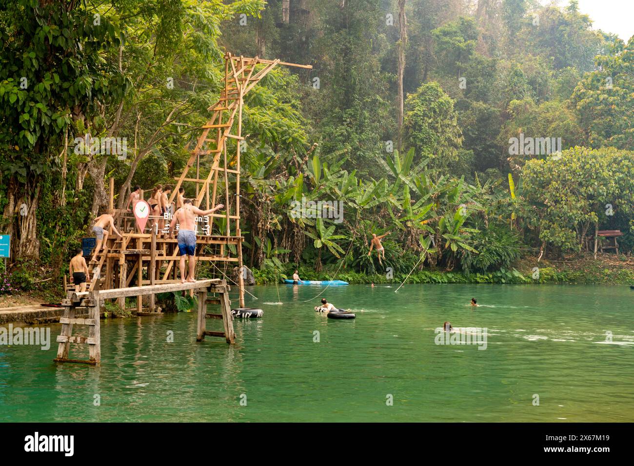 Blue Lagoon 3 swimming area near Vang Vieng, Laos, Asia Stock Photo - Alamy