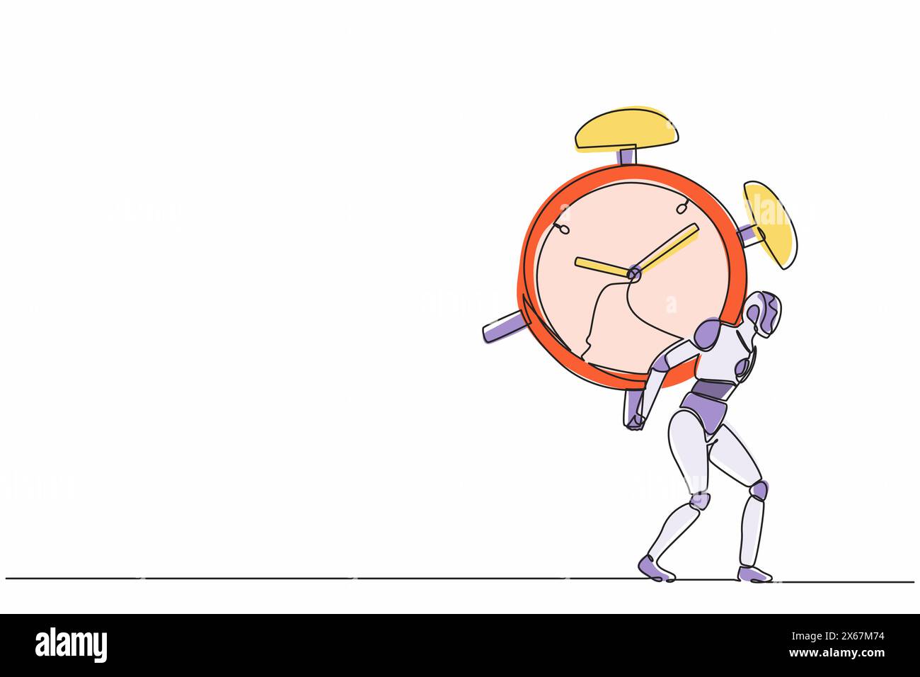 Continuous one line drawing robots standing and carry heavy huge alarm ... Continuous one line drawing robots standing and carry heavy huge alarm ...