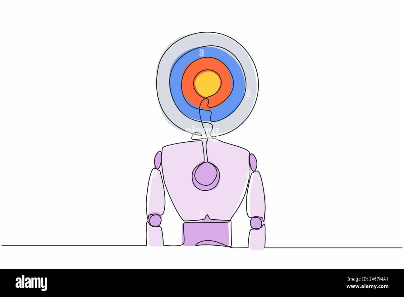 Single one line drawing robot with target instead of head. Future ...