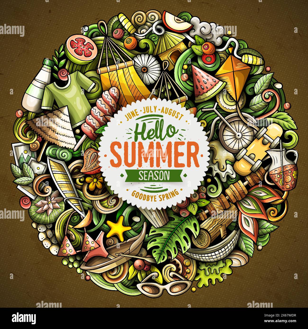 Summer cartoon vector doodles illustration Stock Vector Image & Art - Alamy