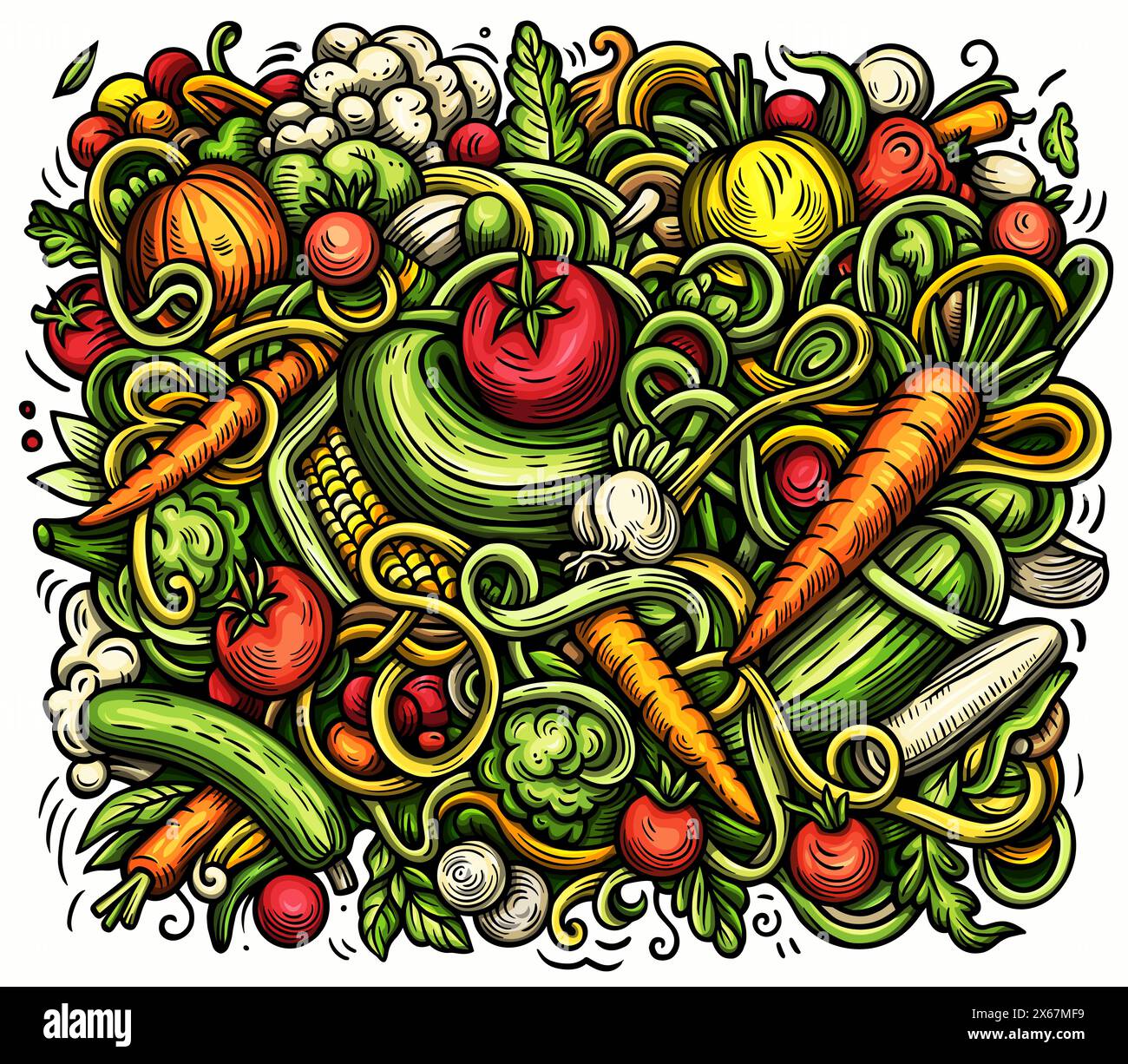 Vegetables cartoon vector doodles illustration Stock Vector Image & Art ...