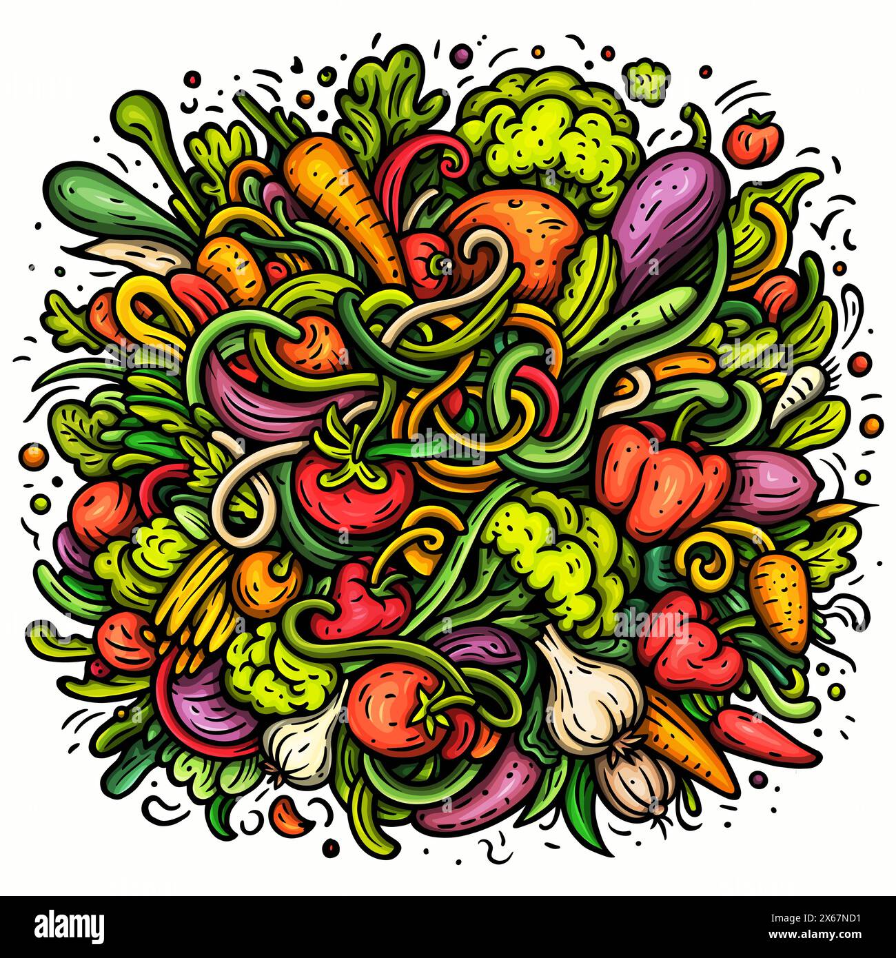 Vegetables cartoon vector doodles illustration Stock Vector Image & Art ...